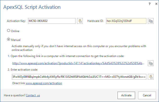 How To Activate ApexSQL Software Manually Knowledgebase