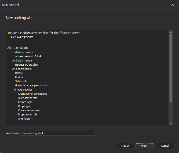 How to create a custom alert with an email notification