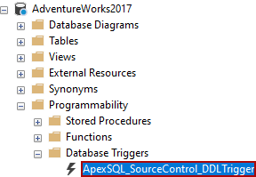 ApexSQL Source Control framework objects inventory