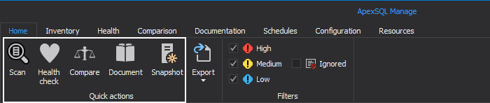 Configure and execute quick actions in SQL manage instance software