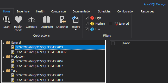 Configure and execute quick actions in SQL manage instance software